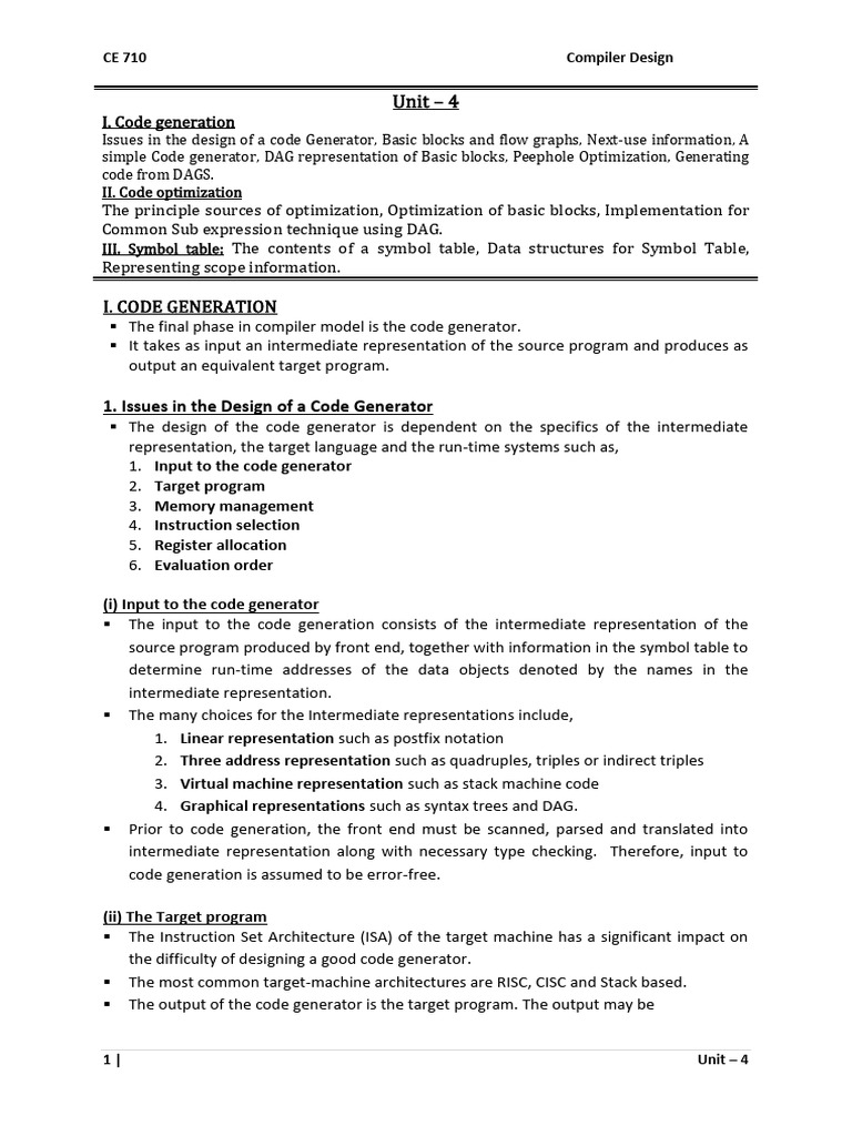CD Unit 4 | PDF | Compiler | Computer Program