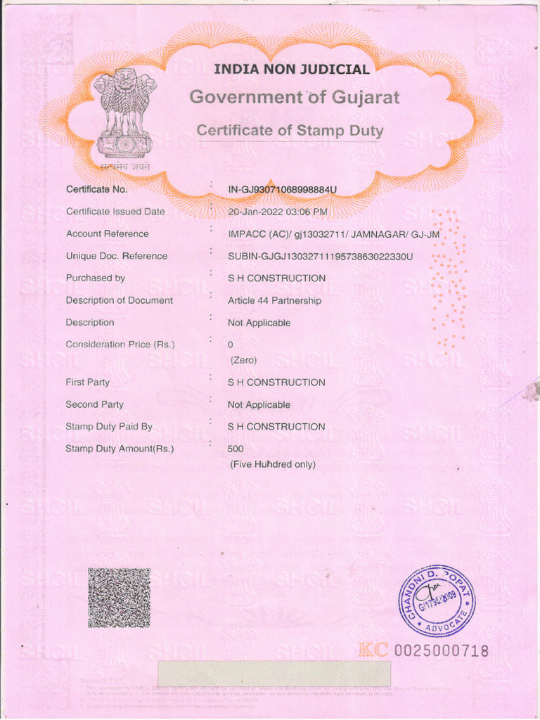 S H Cons Deed Stamp | PDF