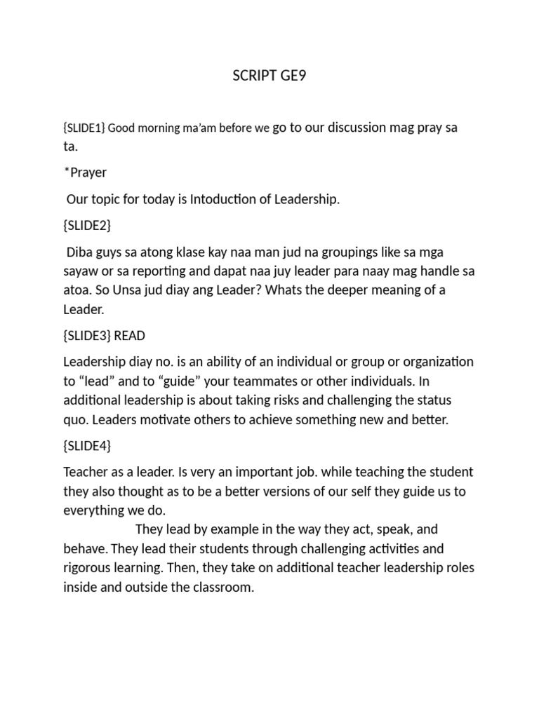 SCRIPT-GE9 (1) | PDF | Human Resources | Nonverbal Communication