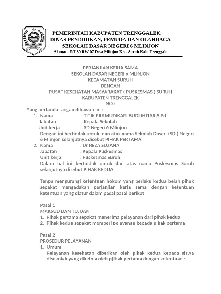 Surat Mou Puskesmas | PDF