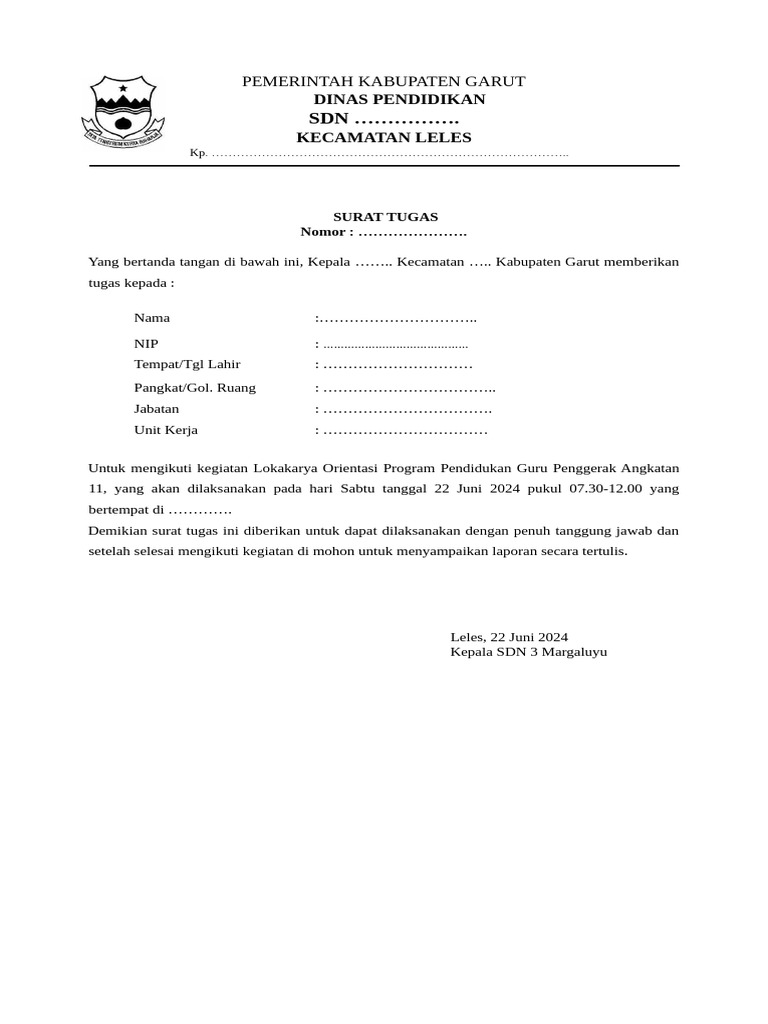 Format Surat Tugas | PDF