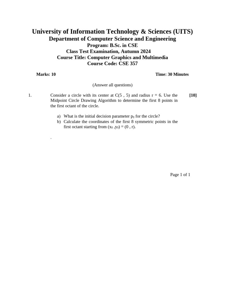 CT 01 | PDF | Teaching Methods & Materials | Computers