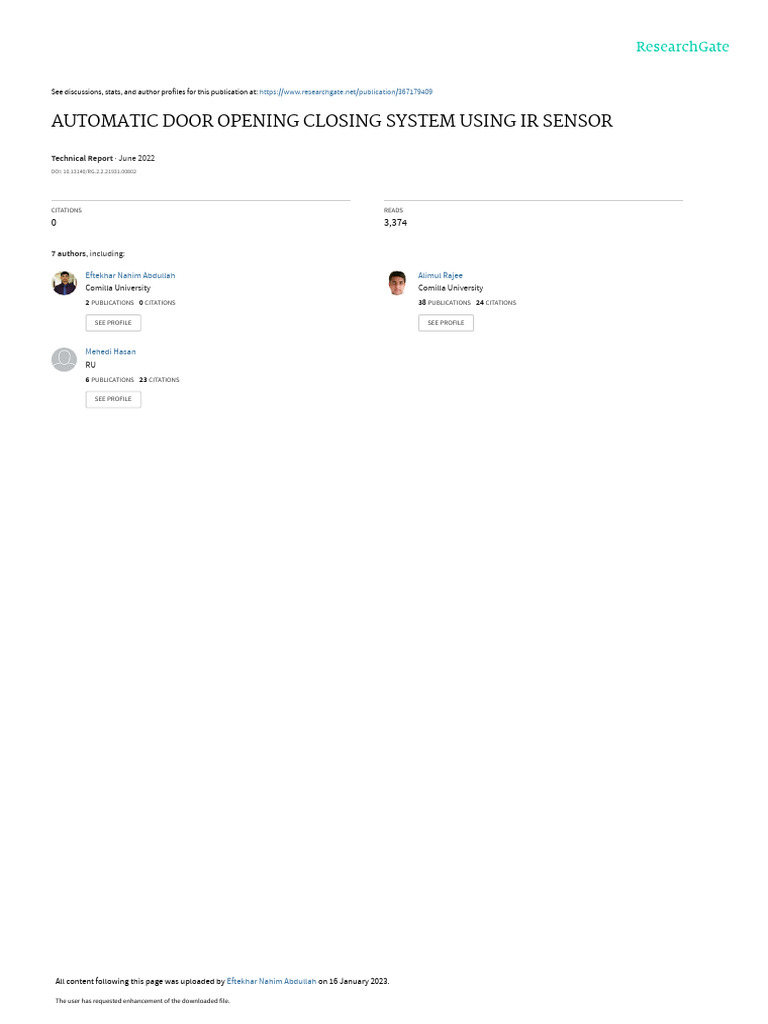 Embeded System Automatic Door Opening & Closing System | PDF | Electric ...