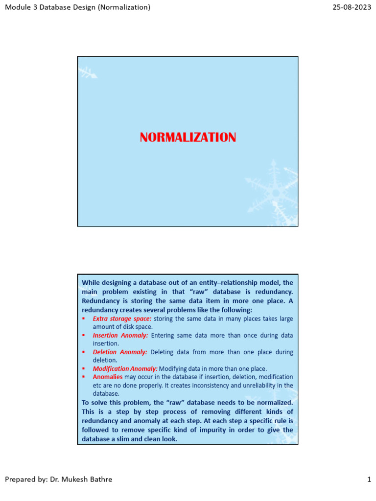 3169module 3 (Normalization) - 5th Semester - Computer Science and Engineering | PDF | Data ...
