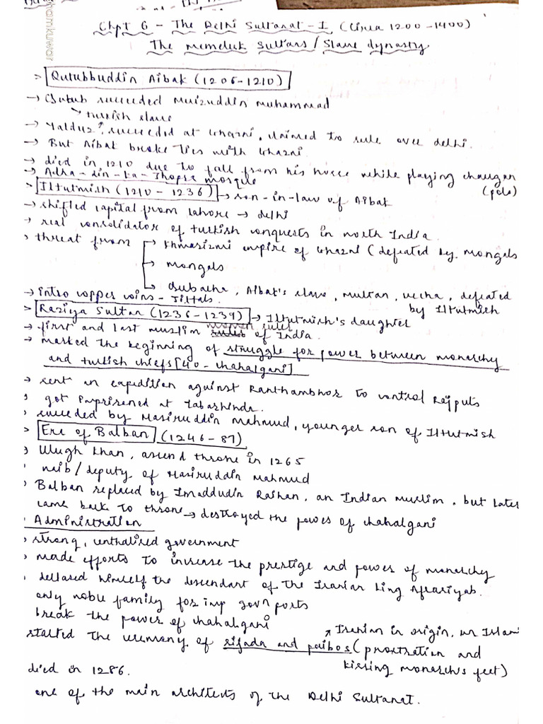 The Delhi Sultanate - Medieval History Notes | PDF