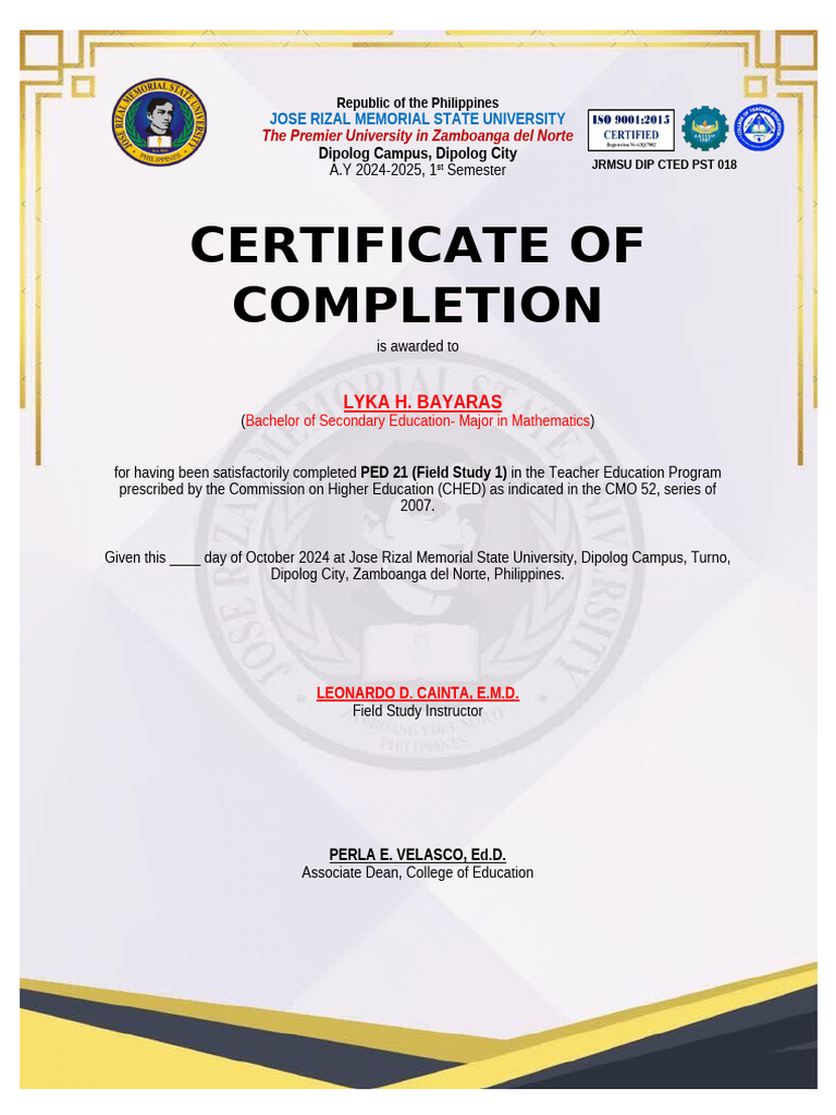 Certificate of Completion | PDF