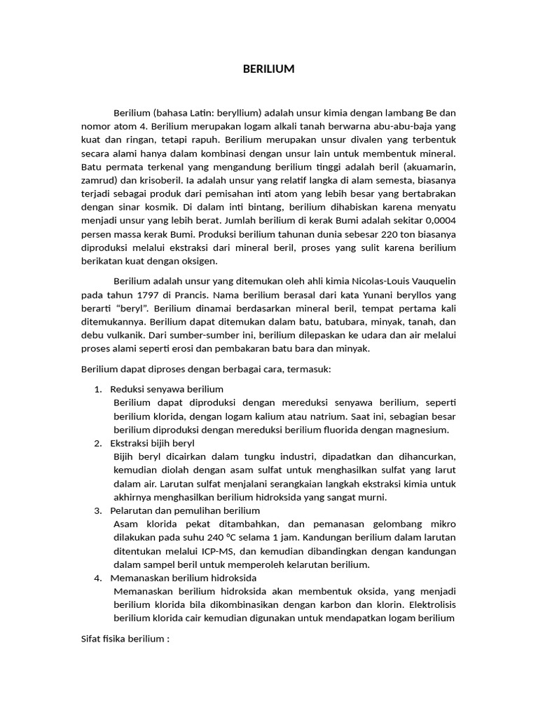 Berilium Ade | PDF