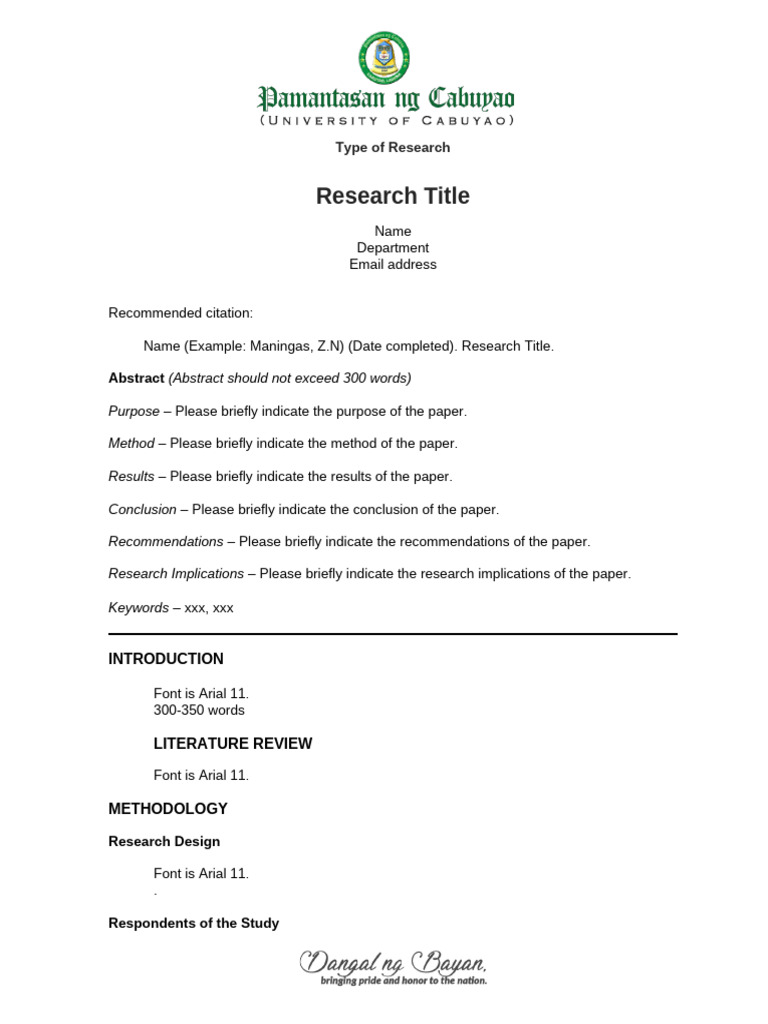 Research Template Rev 01 10122022 3 | PDF