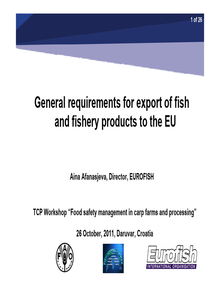 General Requirements For Export of Fish and Fishery Products To The EU ...