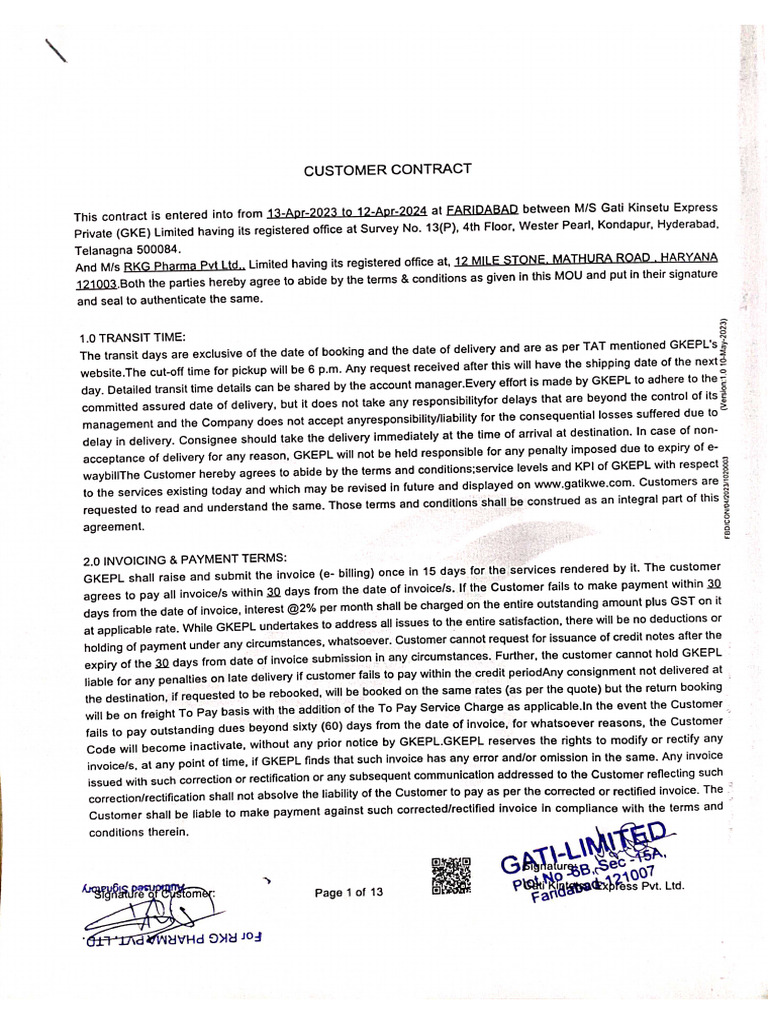 RKG Pharma Contract | PDF