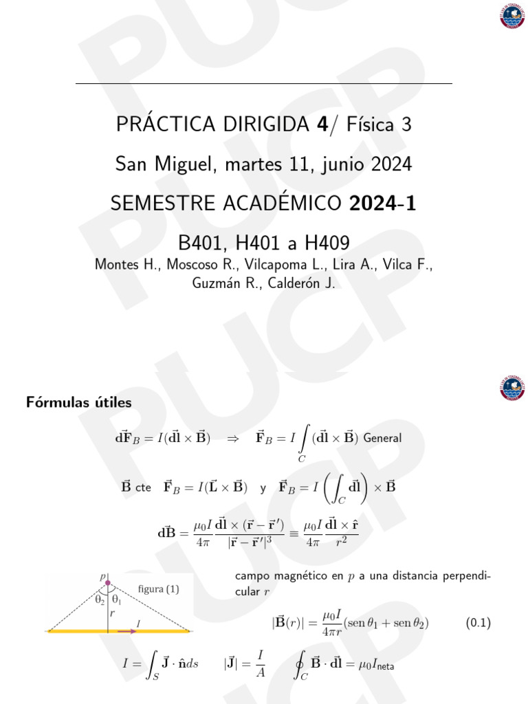 PD4 F3 2024 1 Slides Vfinal | PDF | Corriente eléctrica | Campo magnético