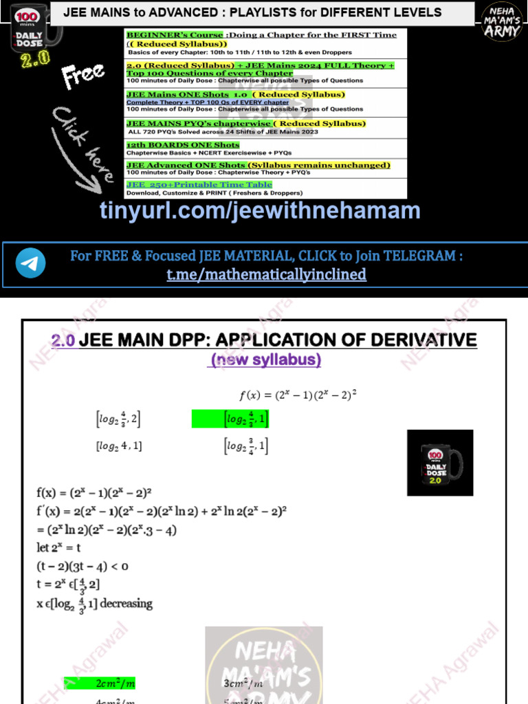 DPP Sols 2.0 AOD (New Syllabus) | PDF | Calculus | Mathematical Concepts