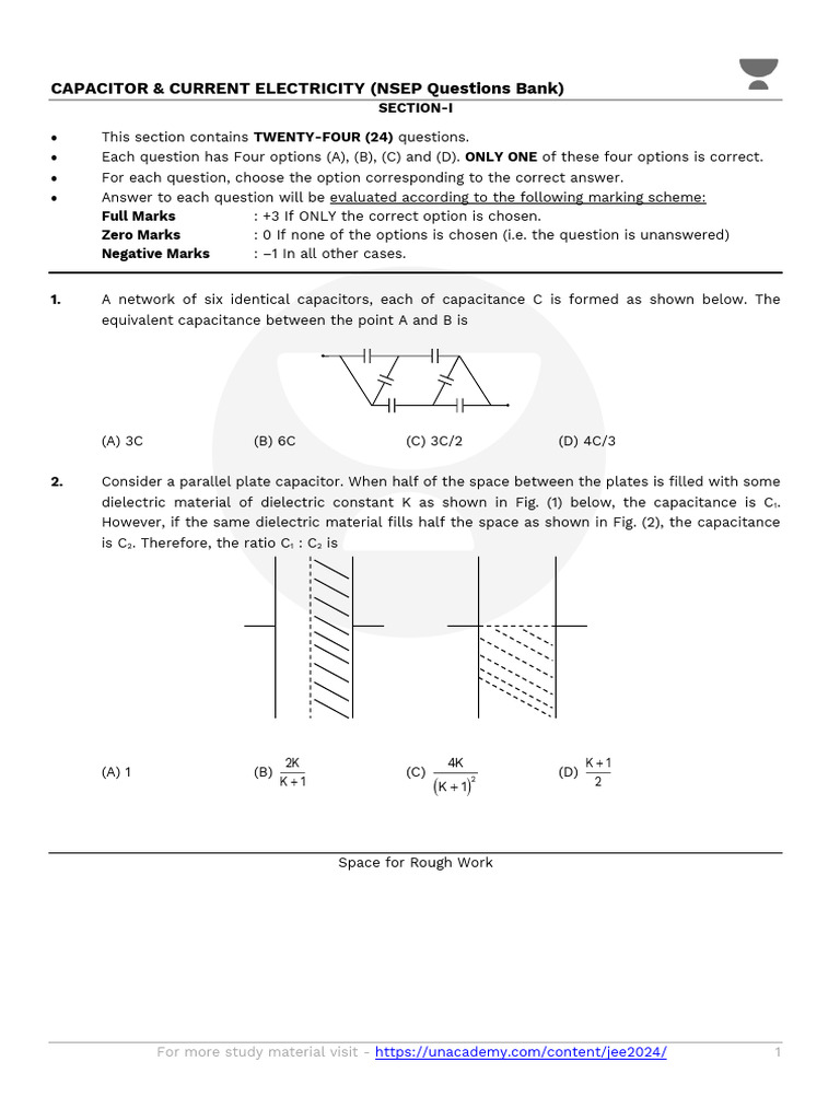 10-Capacitor + Current Electricity-SC | PDF | Capacitor | Capacitance