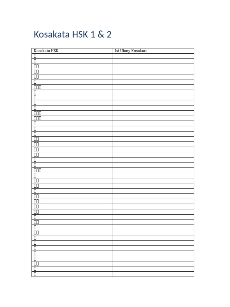 Kosakata HSK 1 2 v2 | PDF