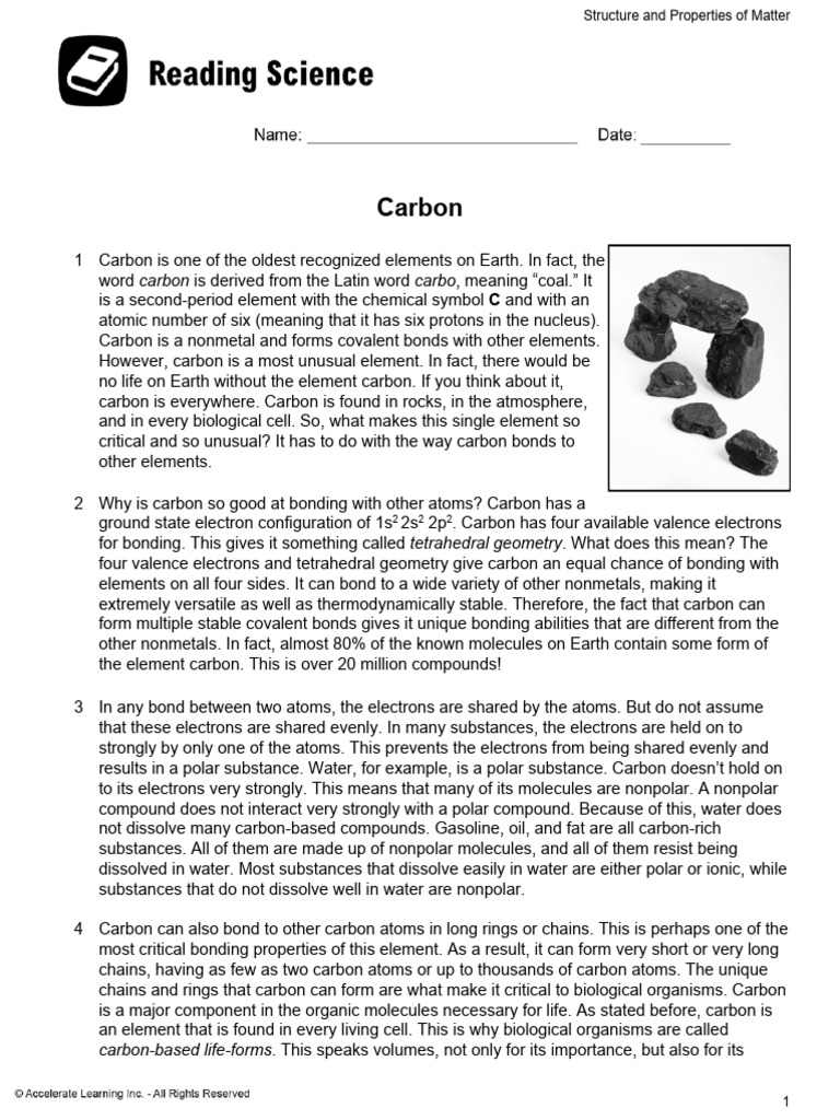 Carbon: Structure and Bonding Properties | PDF | Chemical Polarity ...