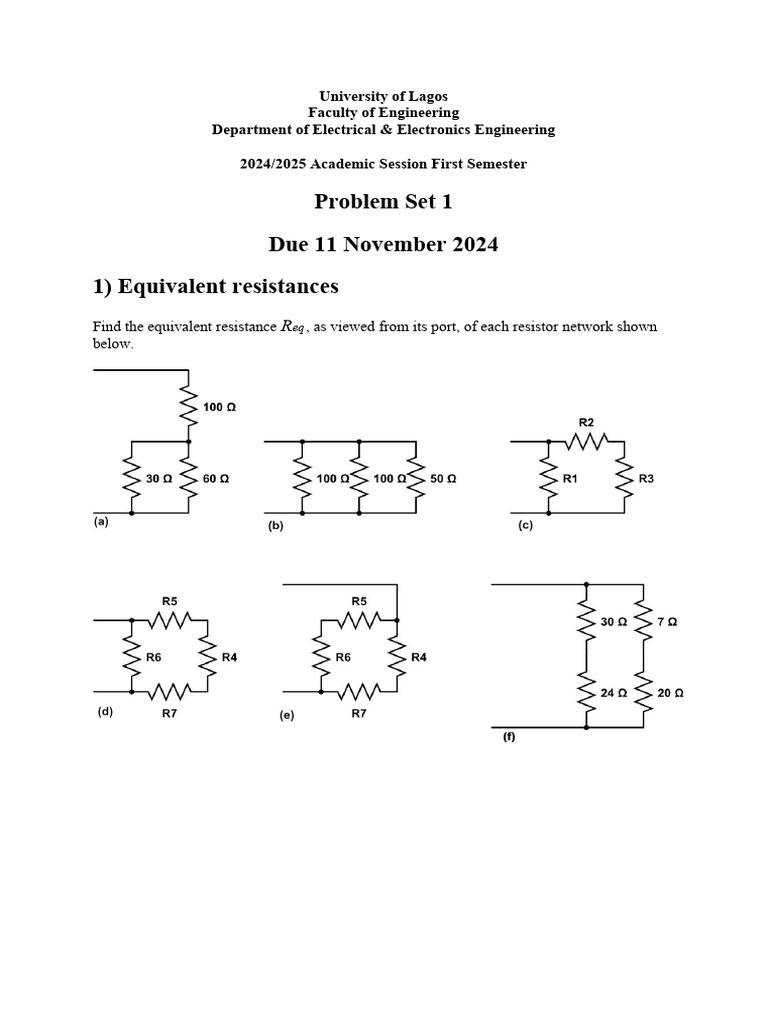 EEG211 PSet 1 - 2024 | PDF | Science & Mathematics