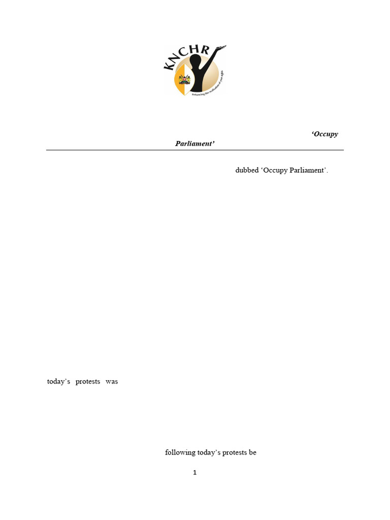 KNCHR Press Statement - Occupy Parliament Protests - Against Finance ...
