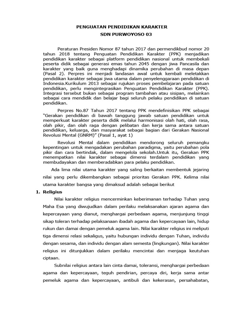 Penguatan Pendidikan Karakter | PDF | Karier & Perkembangan | Sains & Matematika