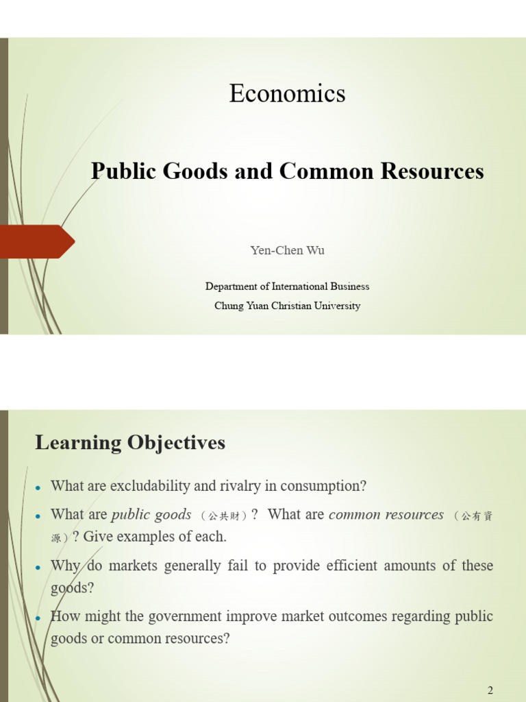 Public Goods and Common Resources | PDF | Supplemental Nutrition ...