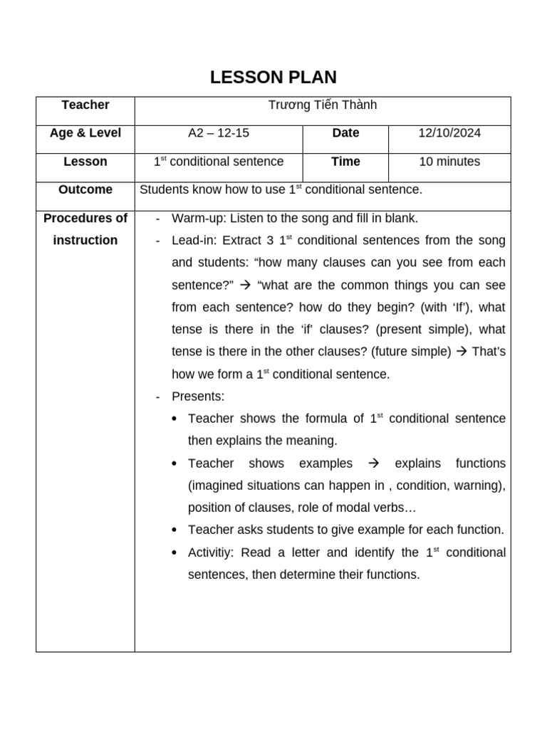 A2 Teens: Mastering 1st Conditionals | PDF