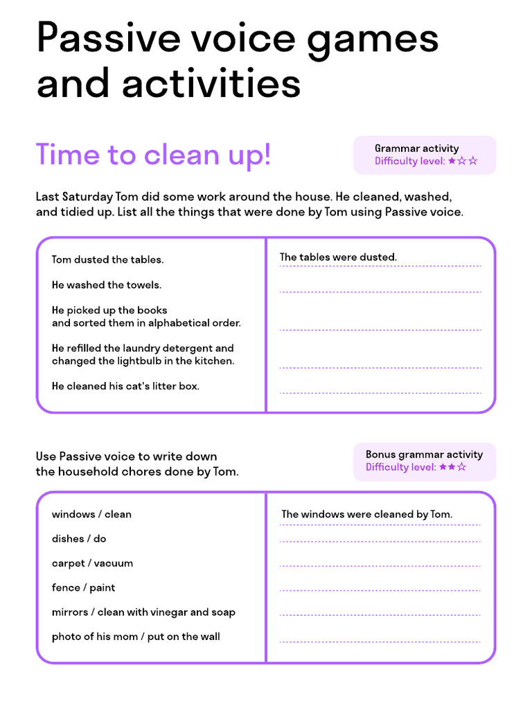 Passive Voice Games and Activities | PDF