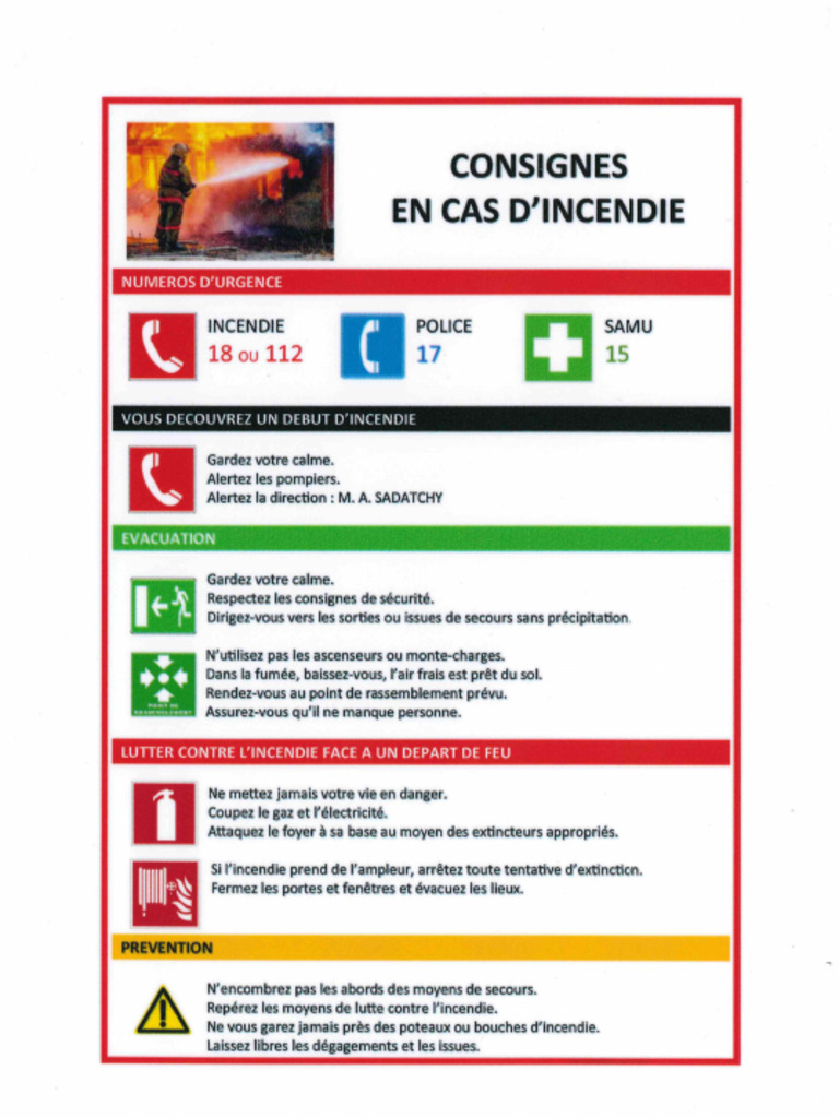 Consigne en Cas D'incendie | PDF