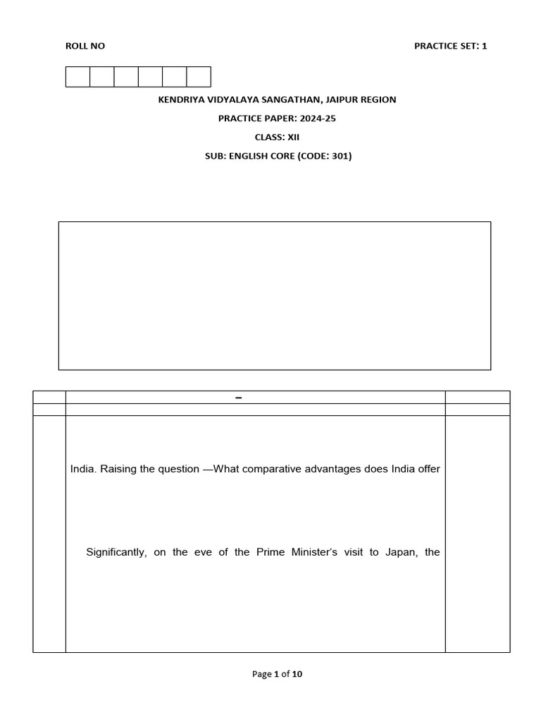 Practice Set 1 - QP - Xii Eng PB | PDF | Consumption (Economics) | Demand