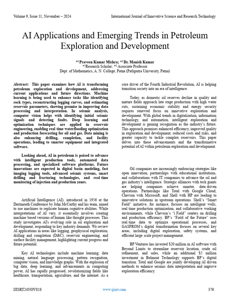 AI Applications and Emerging Trends in Petroleum Exploration and Development | PDF | Artificial ...