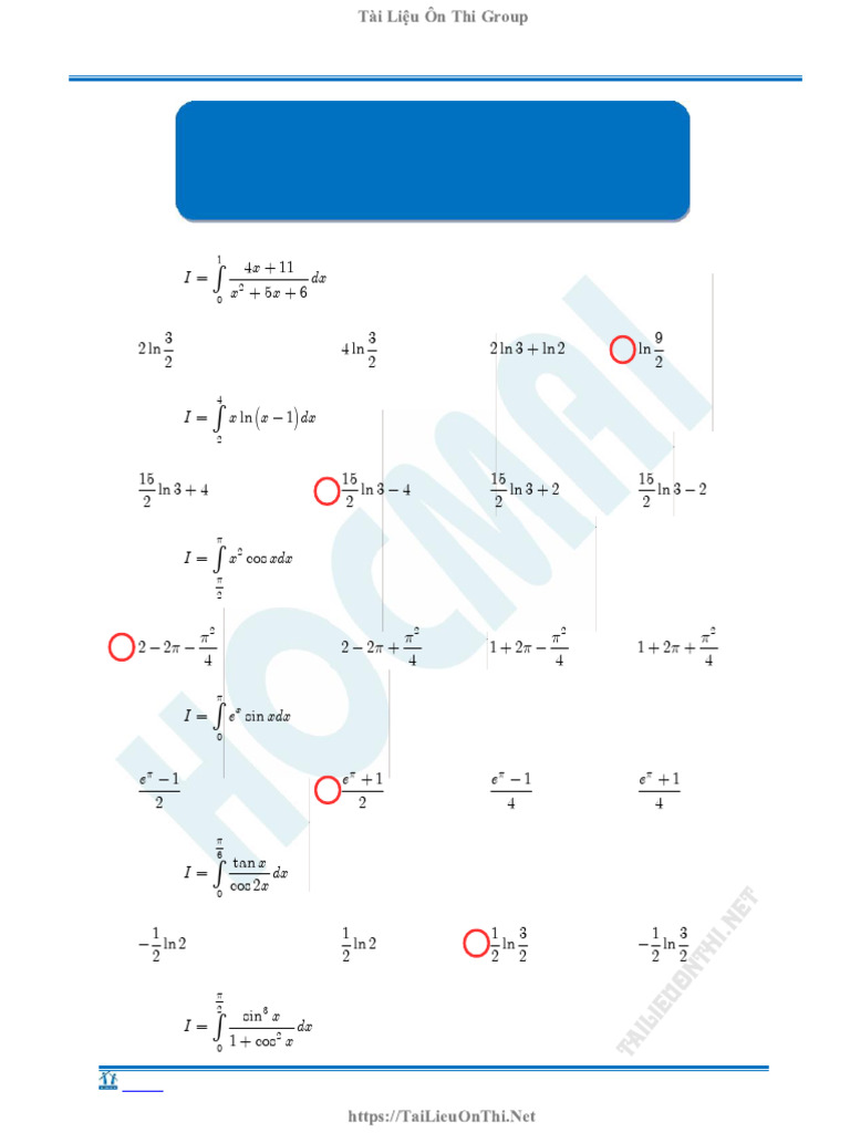 01 BTTL DA KT1 Tich Phan | PDF