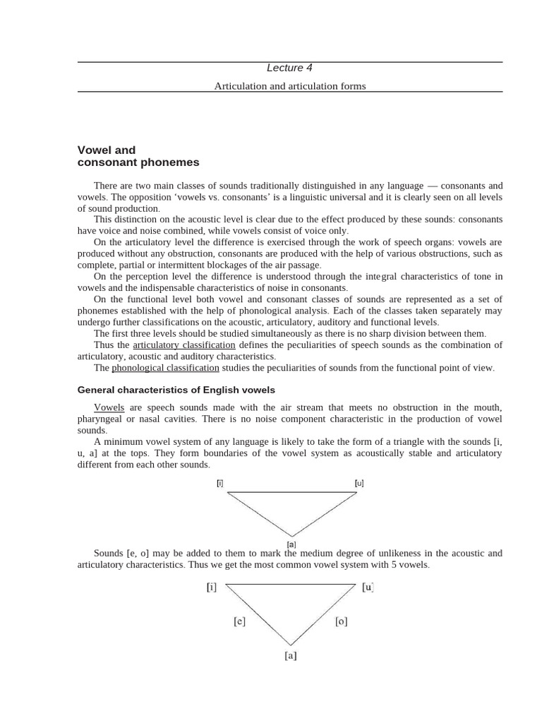 Lecture 4 Articulation and Articulation Forms | PDF | Vowel | Stress ...