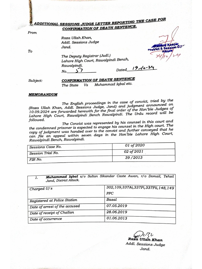 Letters of Confirmation of Death Sentence | PDF