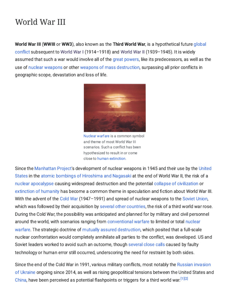 Understanding World War III Scenarios | PDF | Nuclear Warfare ...