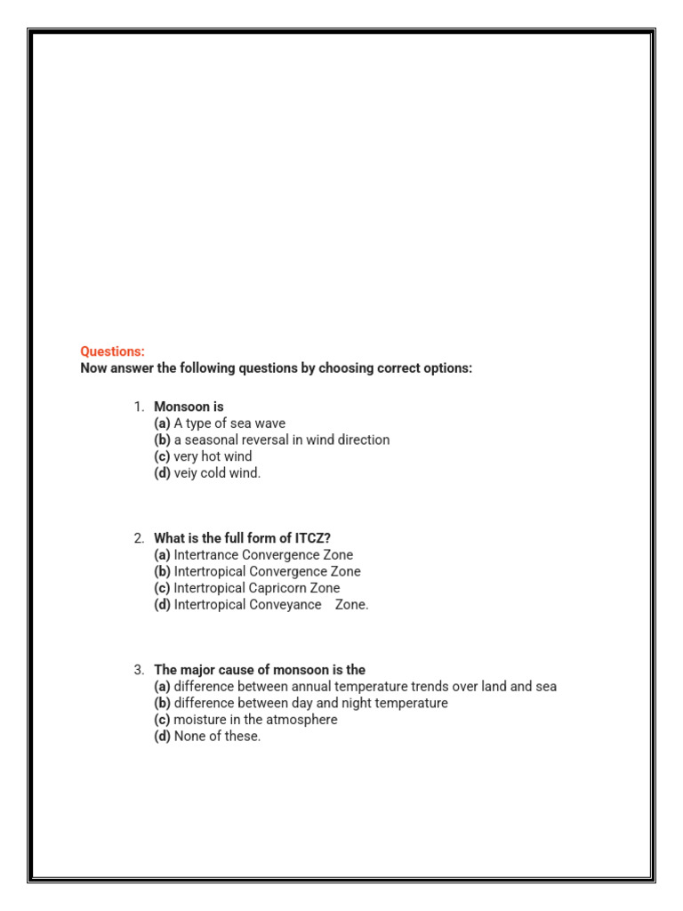 Comprehension Passage 1 | PDF | Monsoon | Earth Sciences