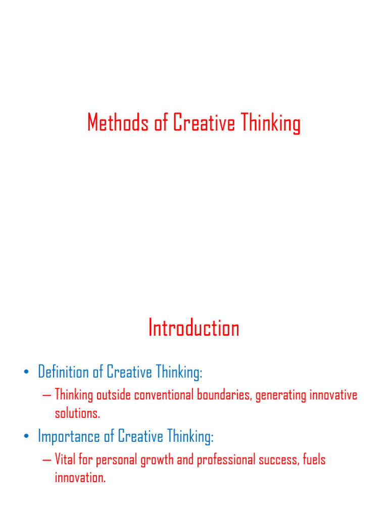Creative Thinking Methods | PDF | Creativity | Thought