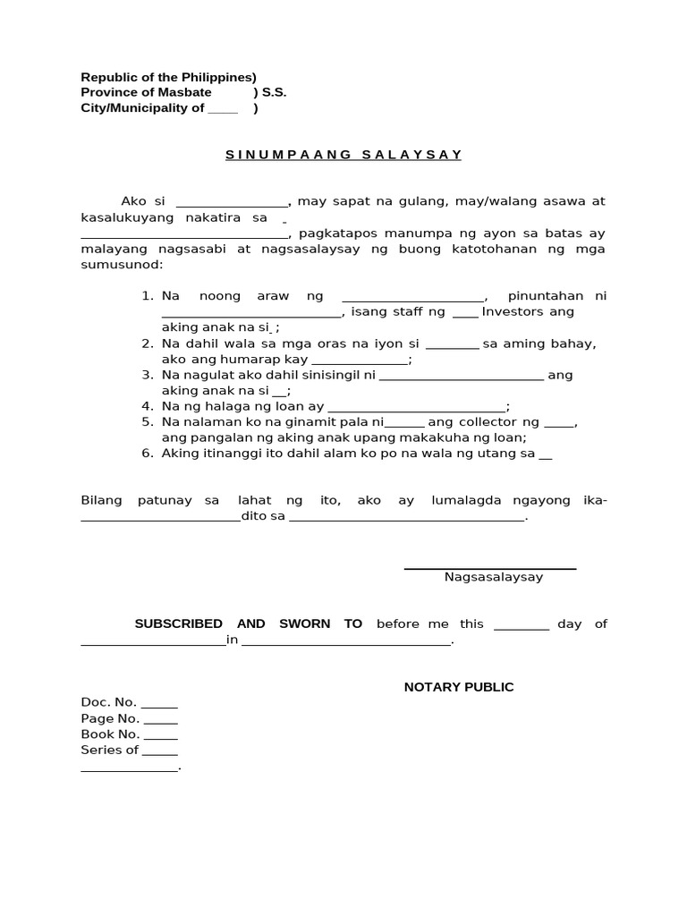 Sinumpaang Salaysay | PDF
