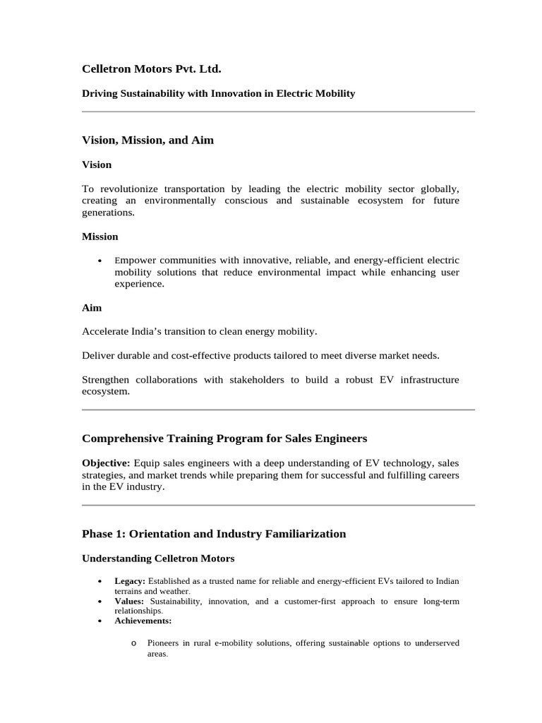 Celletron Motors PVT - Training | PDF | Electric Vehicle | Efficient ...