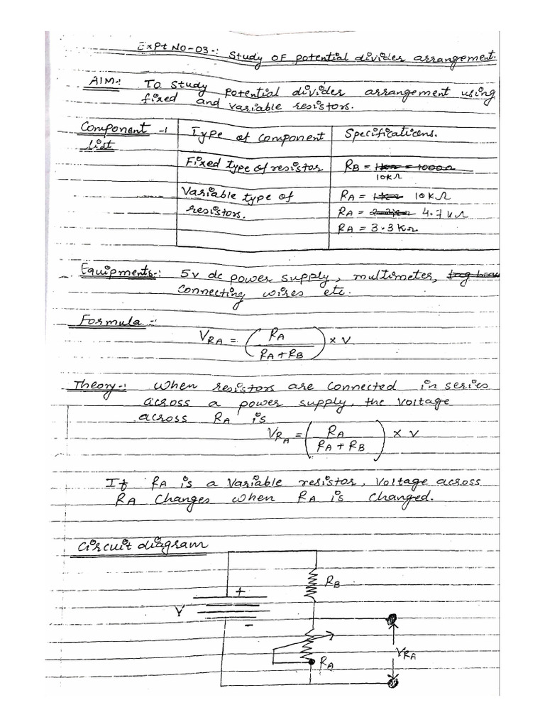 Study of Potential Divider Arrangement | PDF