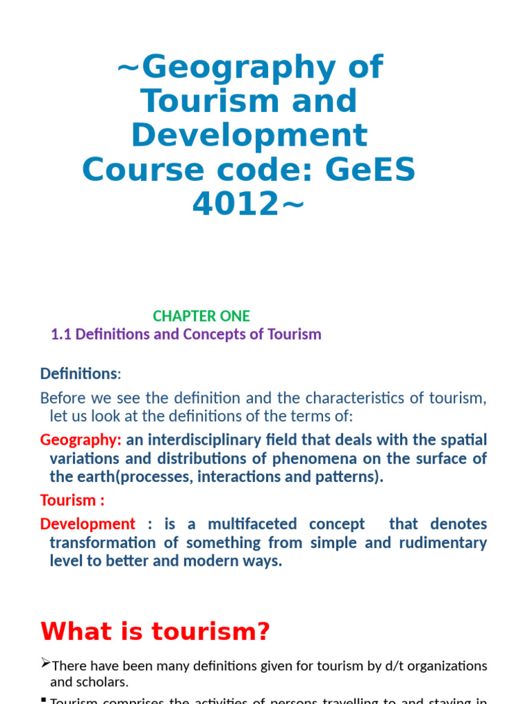 Understanding Tourism Geography Concepts | PDF | Tourism | Marketing