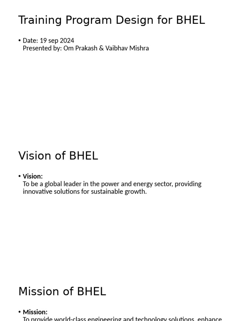 BHEL Training Program Overview | PDF | Human Resources | Swot Analysis