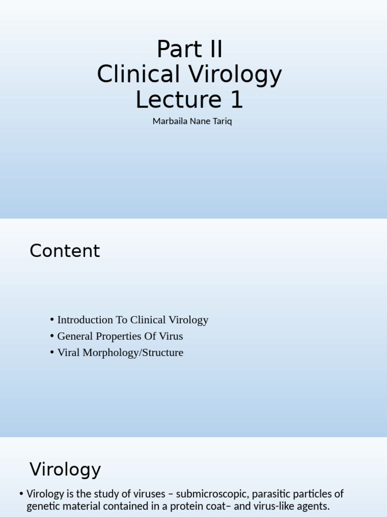 Lecture 1 Clinical Virology | PDF | Virus | Virology