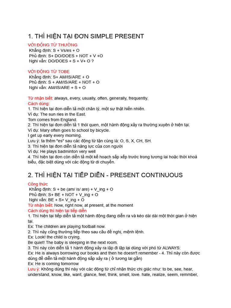 4 Basic Tenses in English | PDF