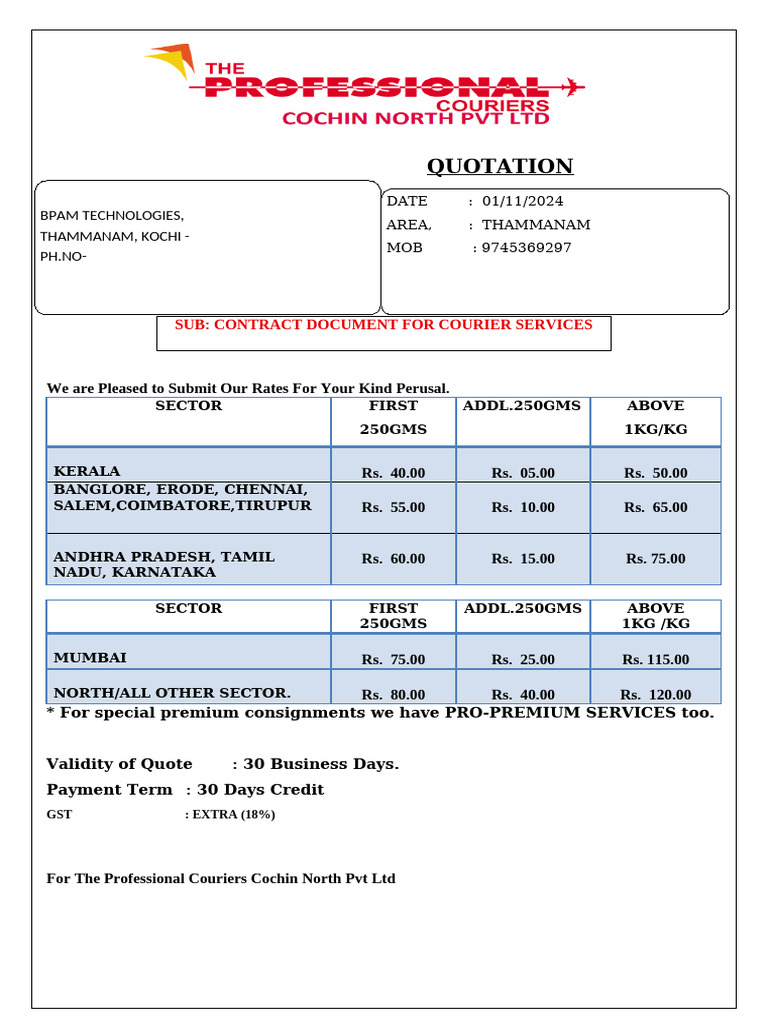 Professional couriers | PDF