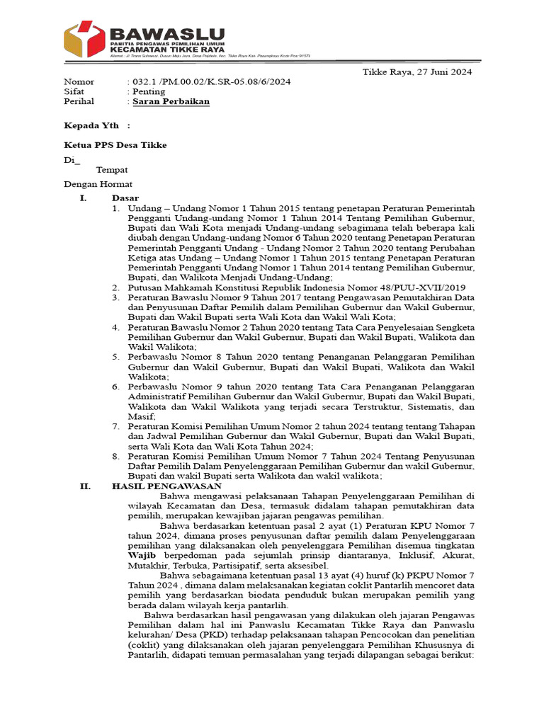 Himbauan Saran Perbaikan | PDF