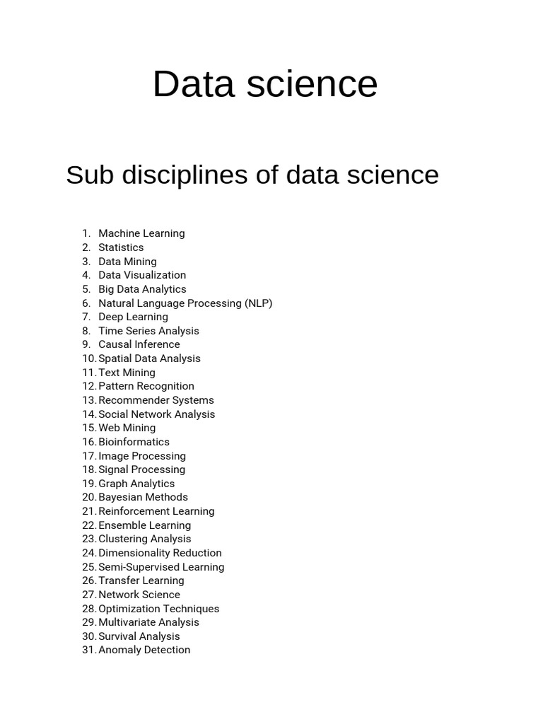 Key Subdisciplines of Data Science | PDF | Machine Learning | Deep Learning