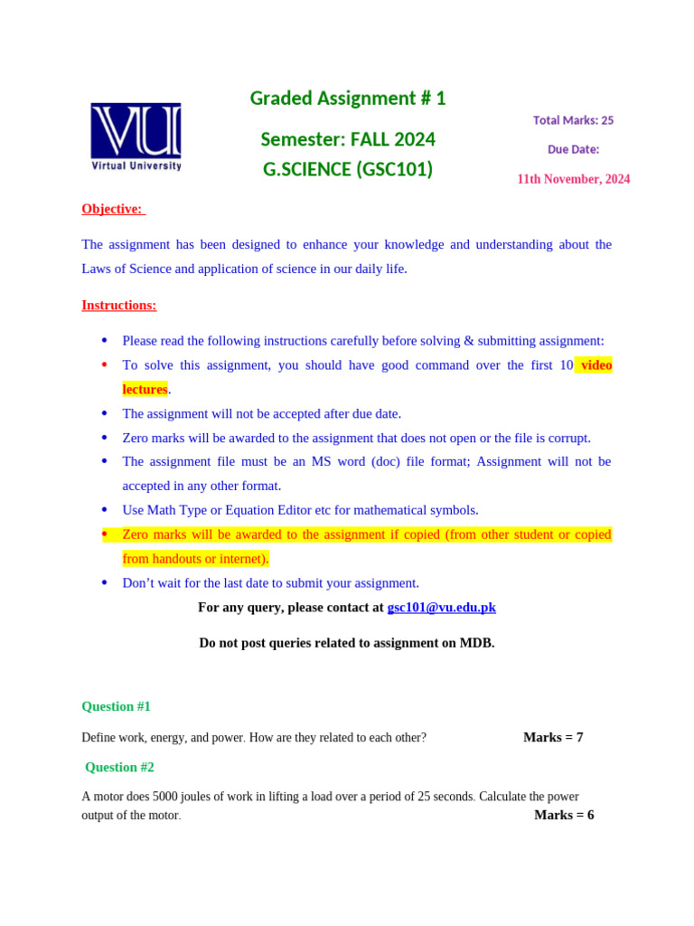 Fall 2024 - GSC101 - 1 | PDF