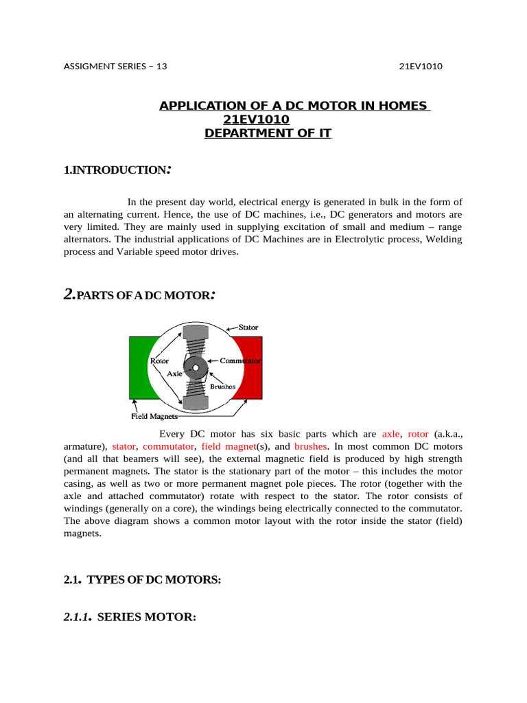 Home Uses of DC Motors | PDF | Electric Motor | Electrical Engineering