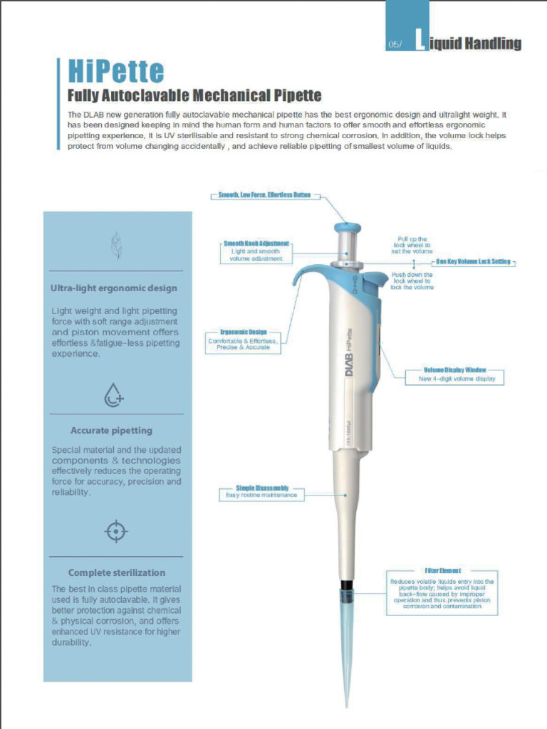 DLab Hipette Datasheet | PDF