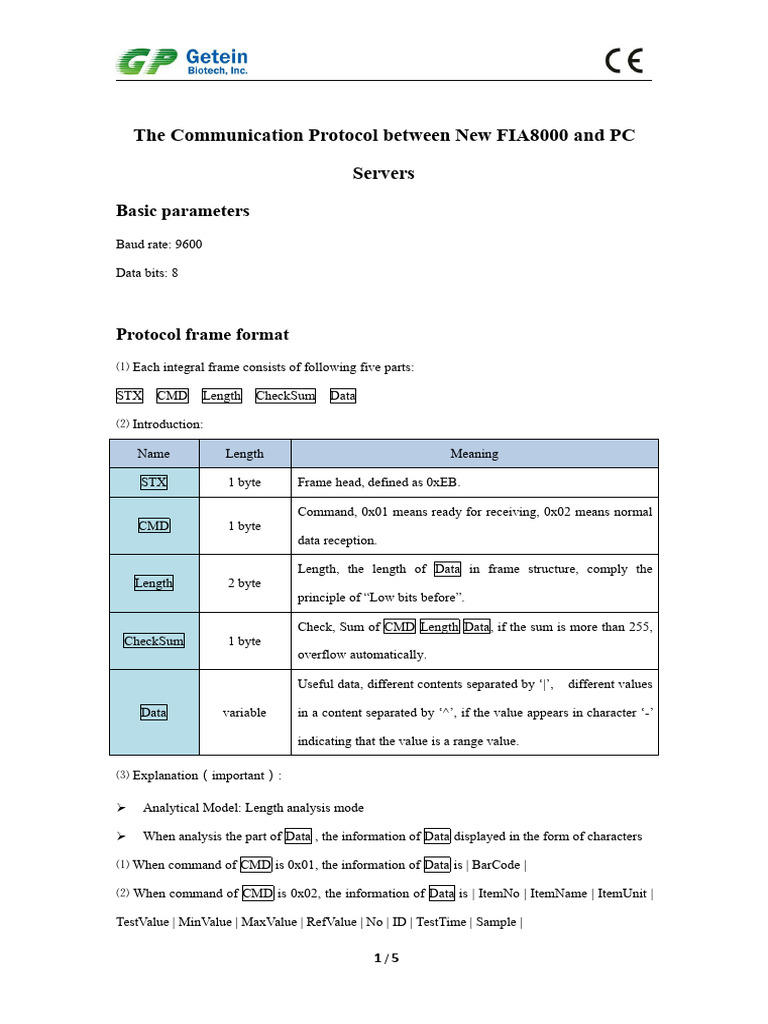 FIA 8000 New Version Communication Protocol | PDF | C Reactive Protein ...