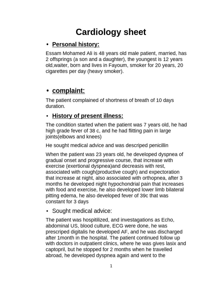 Cardiology Case: Essam's Journey | PDF