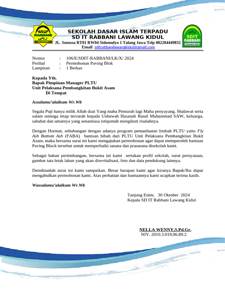 Proposal Conblok Dit Rabbani | PDF